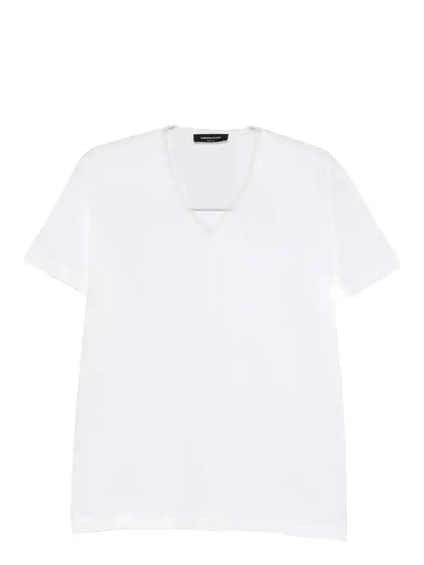 Fabiana Filippi Tulle-trim V-neck T-shirt - White