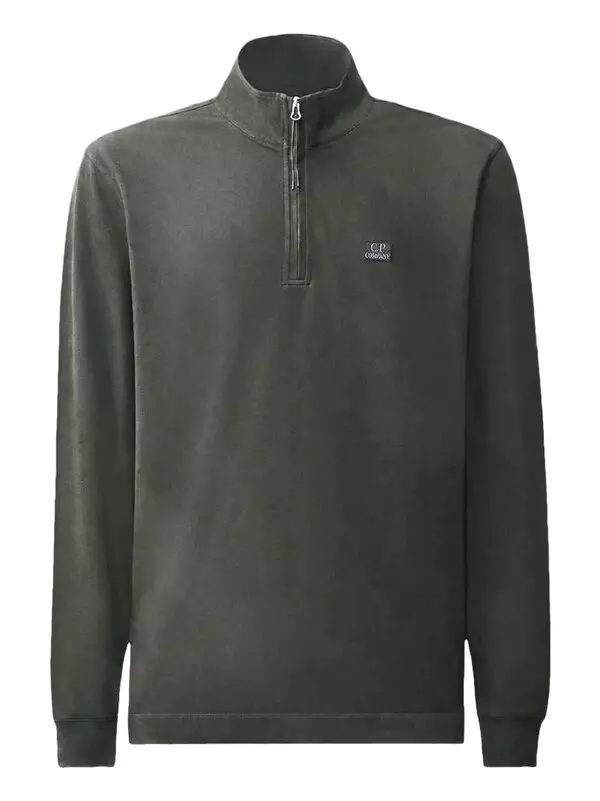 C.P. COMPANY Stretch Piquet Long Sleeve Half Zip Polo - Grey