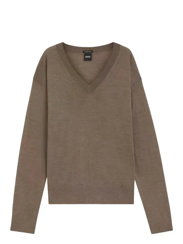 BOSS V-neck Pullover Sweater - Brown