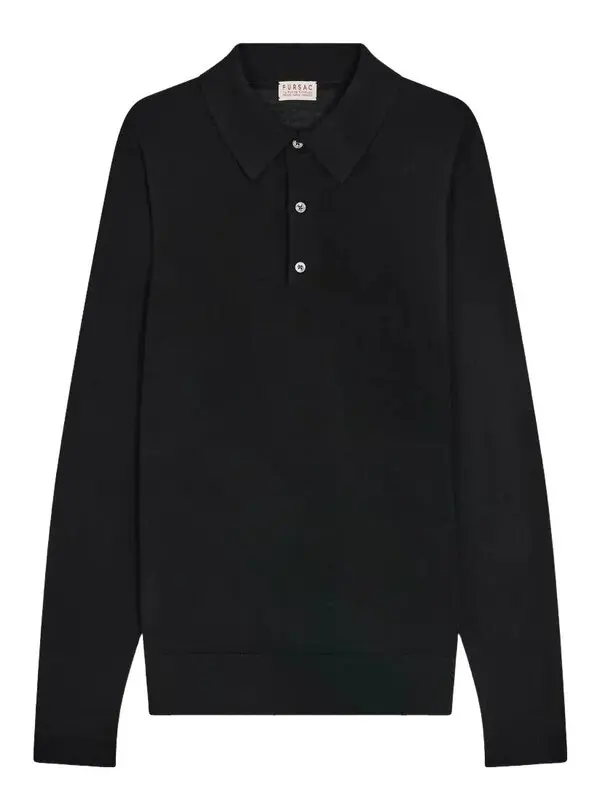 FURSAC Long-sleeve Wool Polo Shirt - Black