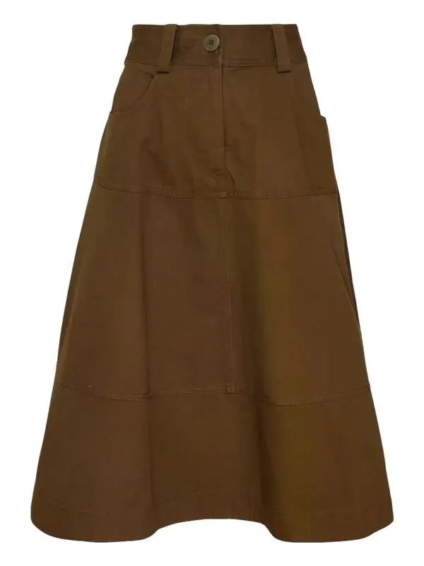 LEE MATHEWS Panelled A-line Midi Skirt - Brown