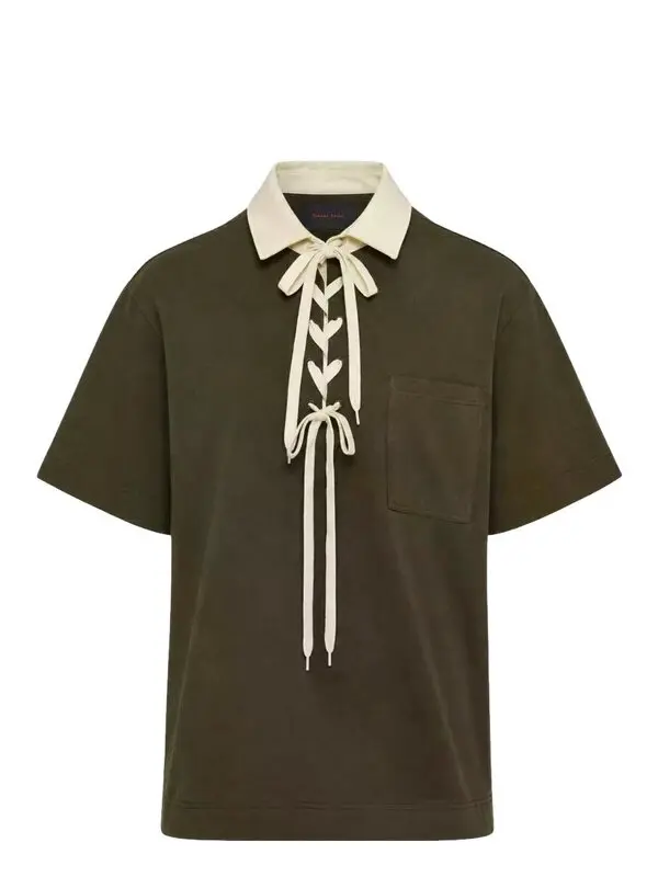 Simone Rocha Lace-up Rugby Polo Shirt - Green
