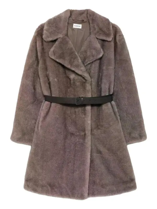 P.a.r.o.s.h Belted Faux-fur Coat - Brown