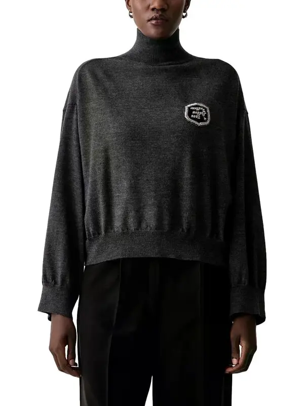 ERMANNO FIRENZE Logo-patch Roll-neck Sweater - Grey