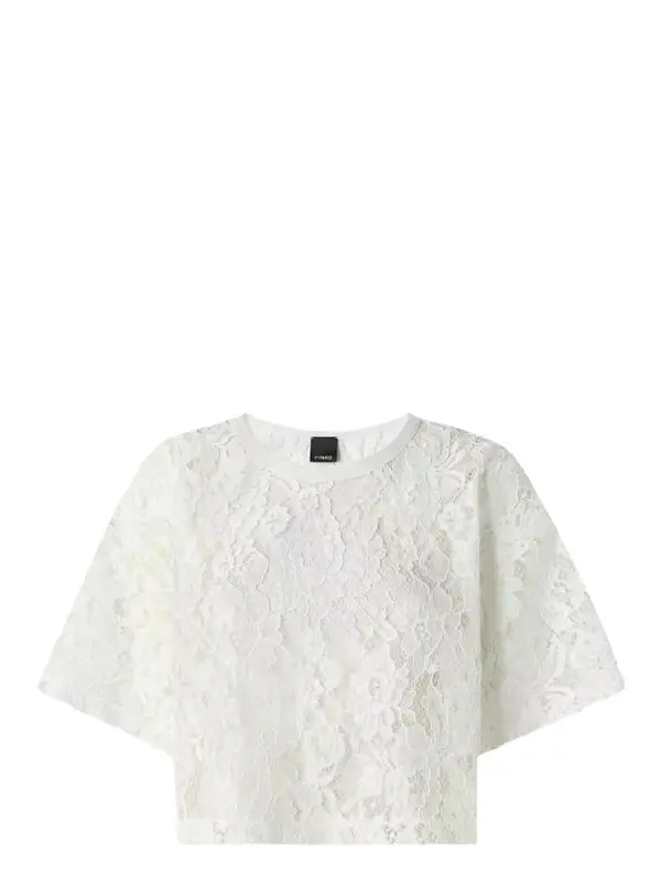 Pinko Cropped Lace T-shirt - White
