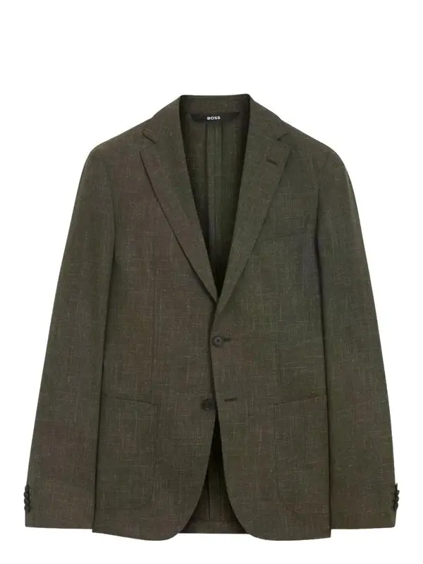BOSS Slim-fit Jacket In Virgin Wool And Linen - Green