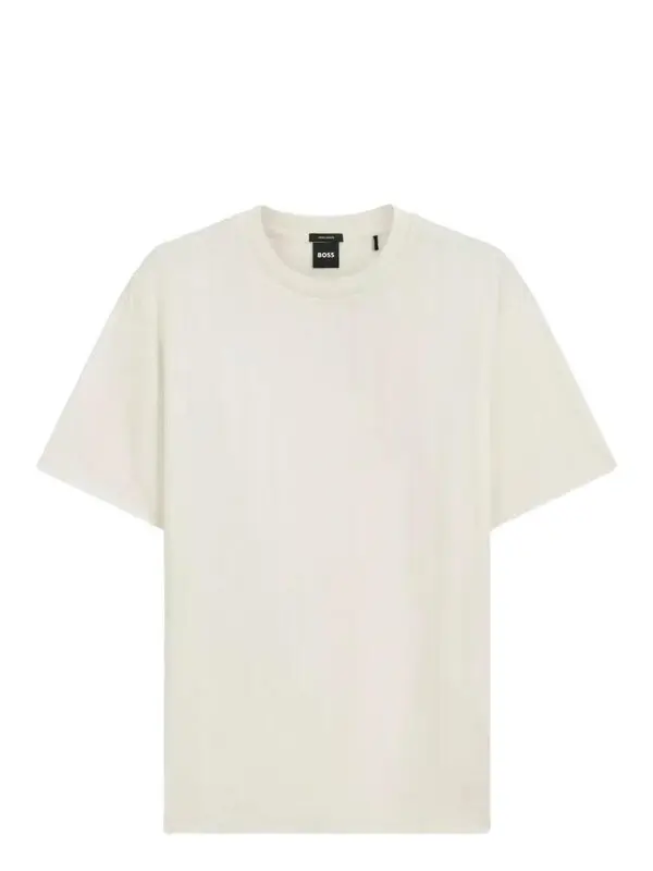 BOSS Regular-fit T-shirt In Cotton With Raised Jacquard Structure - Neutrals