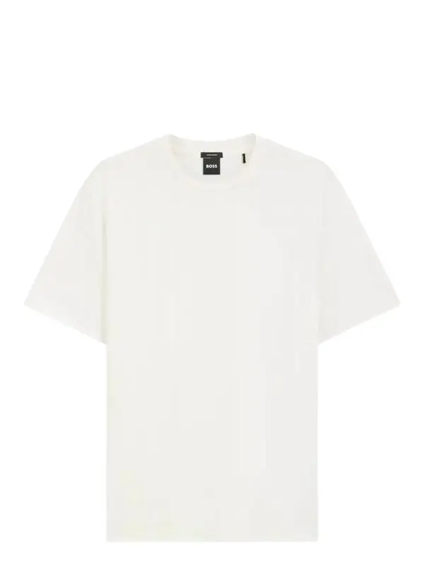 BOSS Regular-fit T-shirt In Cotton With Raised Jacquard Structure - Neutrals