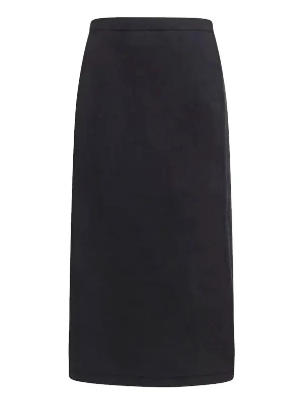 RIER Fleece Wool Wrap Midi Skirt - Black