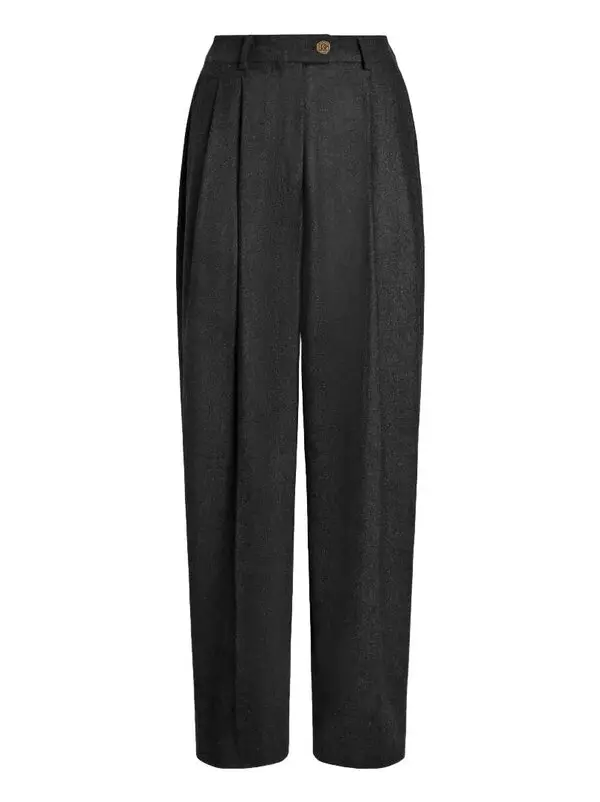 Dolce & Gabbana Wool Flannel Pleated Trousers - Grey