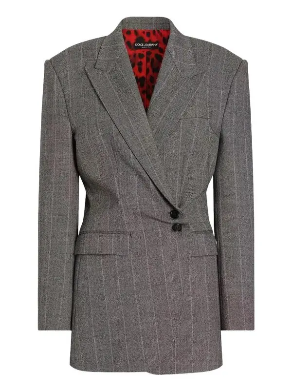 Dolce & Gabbana Double-breasted Pinstripe Wool Jacket - Grey
