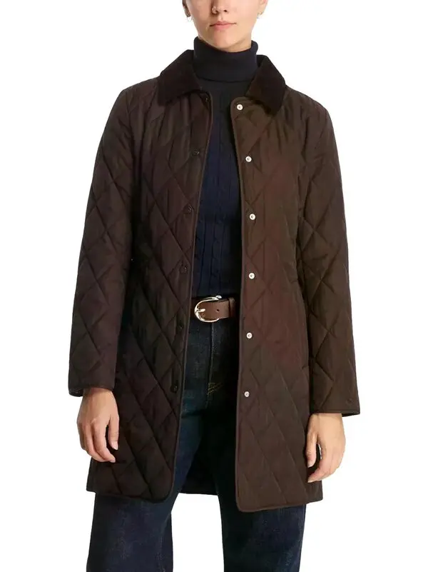 Gant Quilted Corduroy-collar Coat - Brown