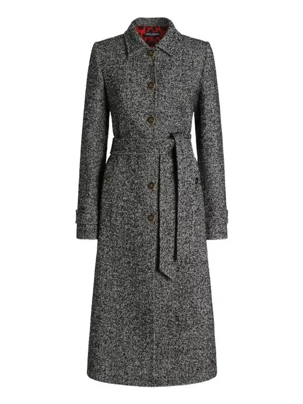 Dolce & Gabbana Single-breasted Wool-blend Chevron Coat - Grey