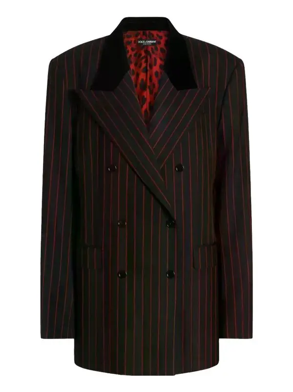 Dolce & Gabbana Double-breasted Pinstripe Wool Jacket - Black