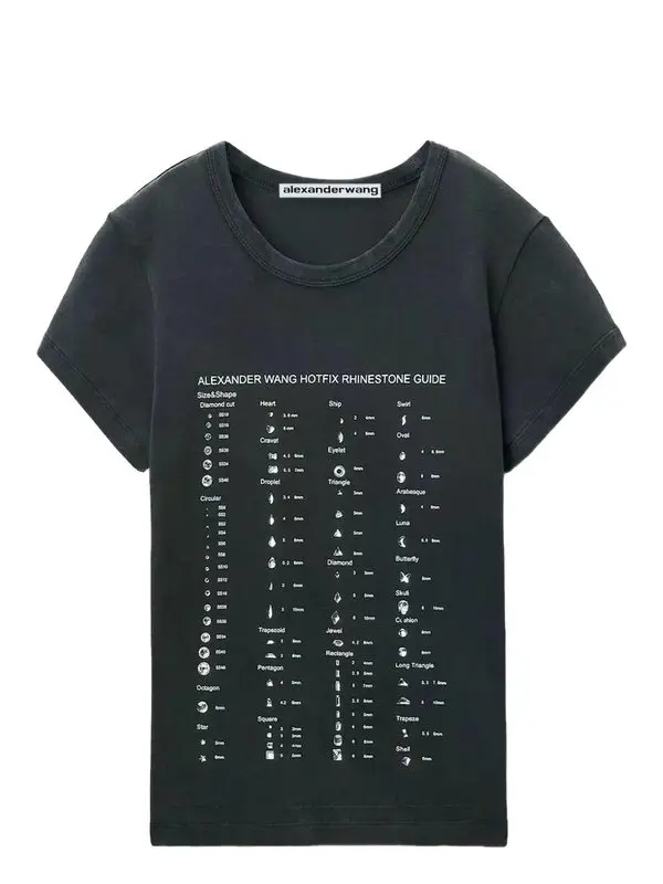 Alexander Wang Fitted T-shirt With Hotfix Card Graphic - Grey