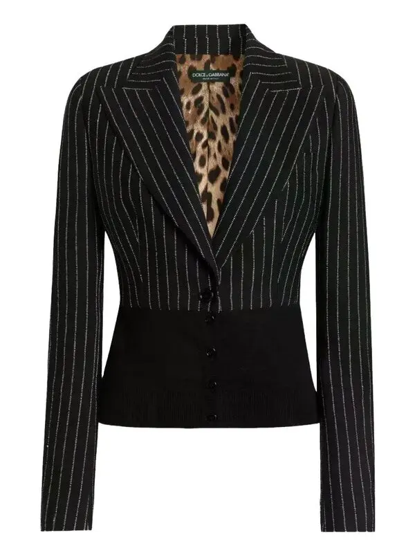Dolce & Gabbana Turlington Pinstripe Wool Single-breasted Jacket - Black
