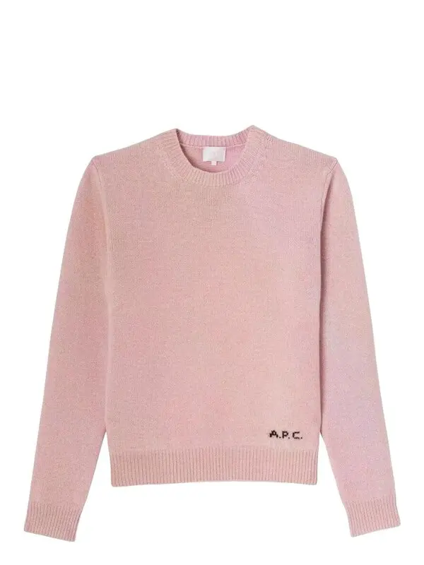 A.p.c. Anna Logo-embroidered Ribbed-trim Sweater - Pink