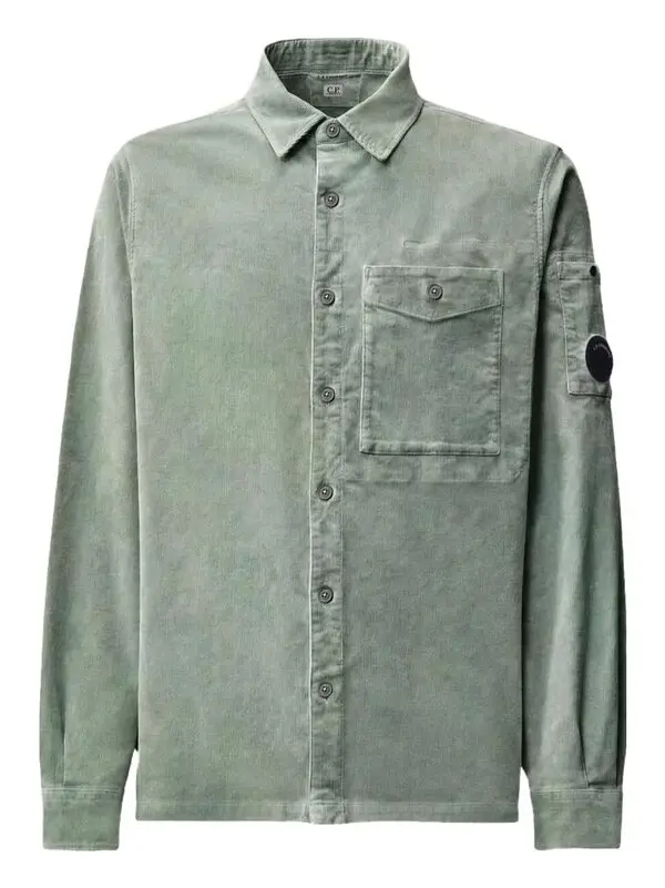 C.P. COMPANY Corduroy Long-sleeve Lens Button Shirt - Green