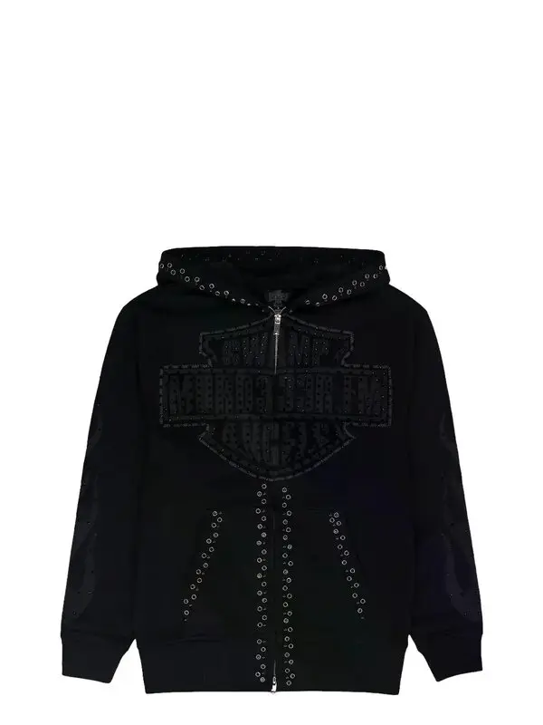 MURD333R.FM Chop333r Rhinestone-embellished Zip-up Hoodie - Black