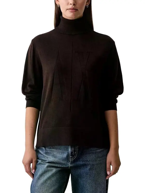 Armani Exchange Logo-intarsia Roll-neck Sweater - Brown