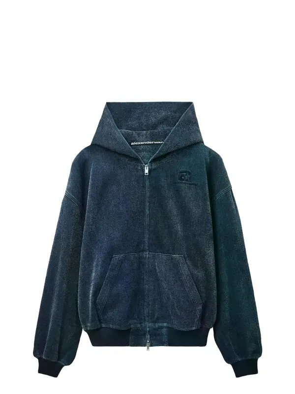 Alexander Wang Brushed Denim Oversized Hoodie - Blue