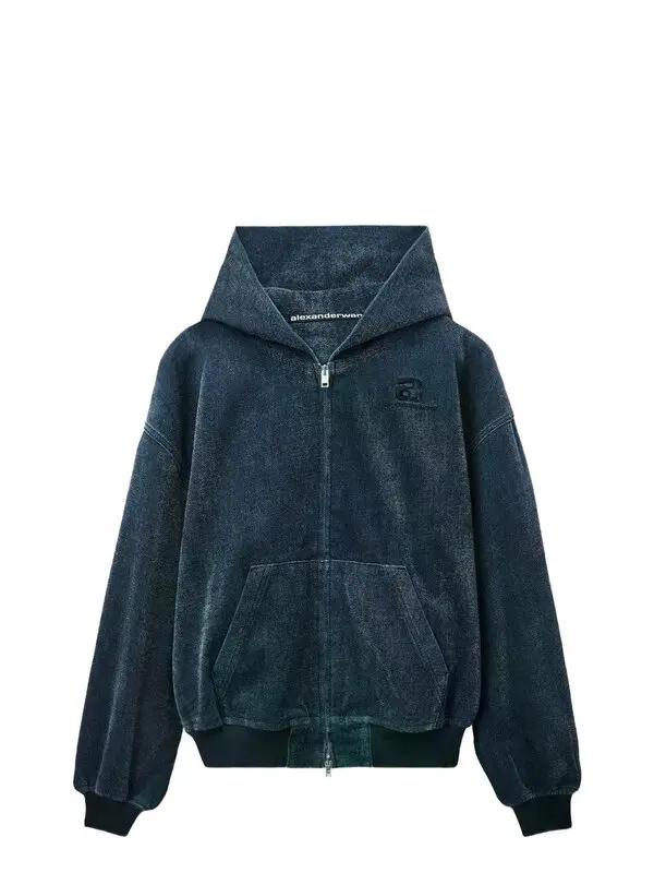 Alexander Wang Brushed Denim Oversized Hoodie - Blue