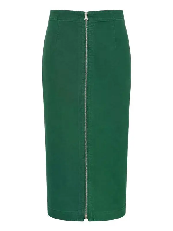 N°21 Zip-fastening Denim Midi Skirt - Green