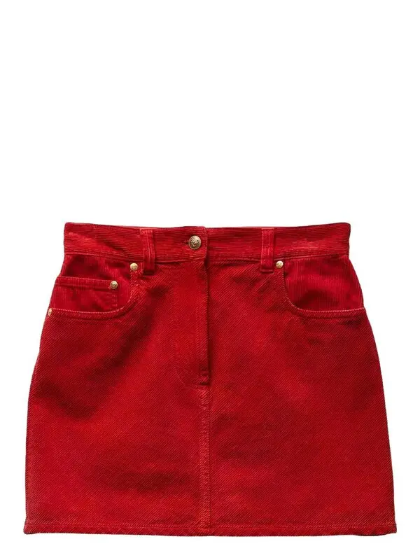 Versace Corduroy Velvet Mini Skirt - Red