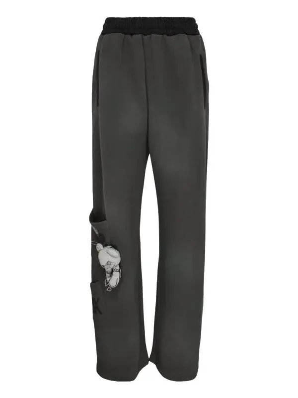 We11Done Doodle Teddy Logo-print Track Pants - Grey