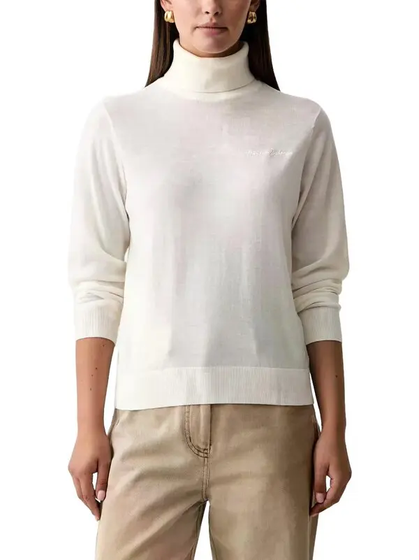 Armani Exchange Logo-embroidered Roll-neck Sweater - White