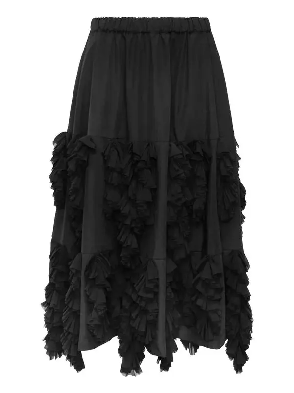 Comme Des Garçons Layered Ruffled Midi Skirt - Black
