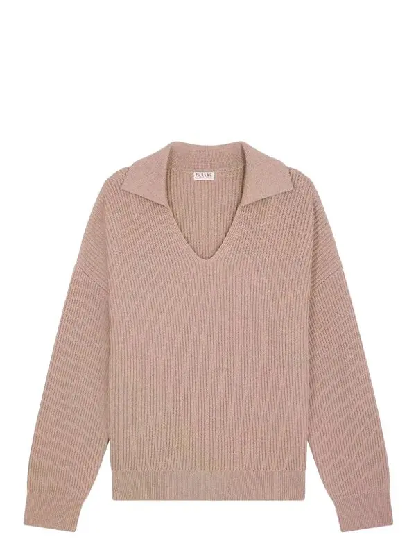 FURSAC Ribbed-knit V-neck Sweater - Neutrals