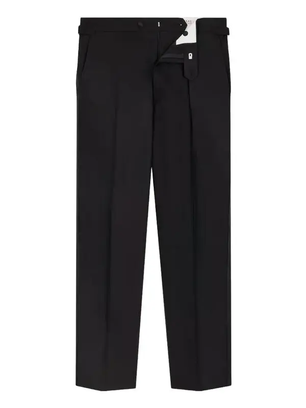 FURSAC Satin-trimmed Virgin-wool Trousers - Black