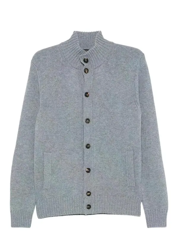 ZANONE Knitted High-neck Cardigan - Blue