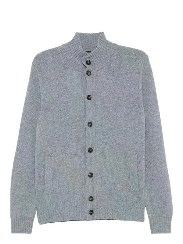 ZANONE Knitted High-neck Cardigan - Blue