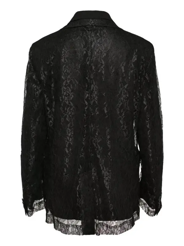 Comme Des Garçons Lace-overlay Layered Blazer - Black