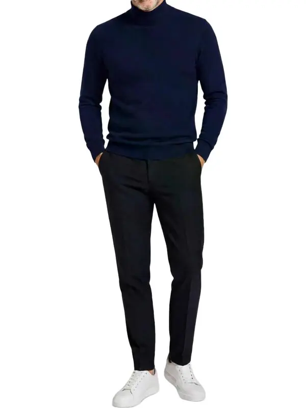 FRANZESE COLLECTION Ribbed Turtleneck Sweater - Blue