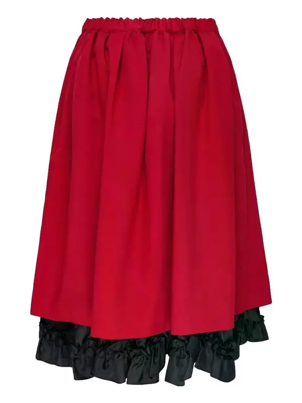 Comme Des Garçons Pleated Ruffled Midi Skirt - Red