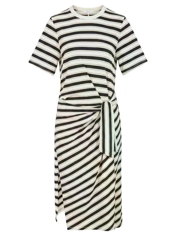 Rag & Bone Striped Tie-waist Midi Dress - Neutrals