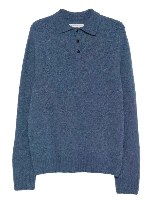 ORIGINAL VINTAGE Truman Knitted Polo Shirt - Blue