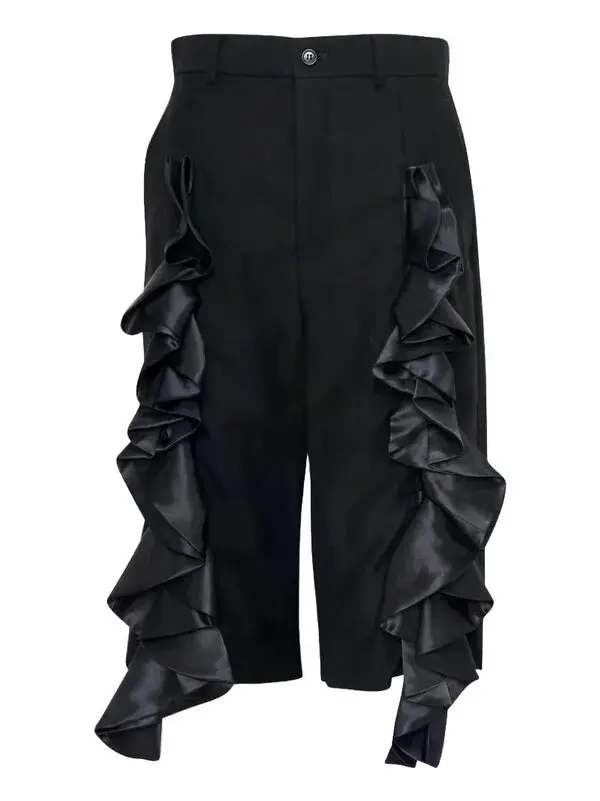 Noir Kei Ninomiya Ruffle-trimmed Cropped Trousers - Black