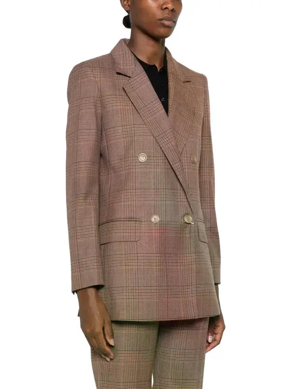 Max Mara Prince Of Wales Check Double-breasted Jacket - Brown