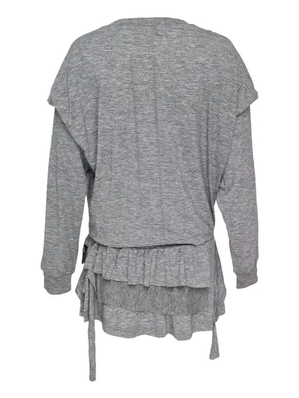 OPEN YY Raw-cut Ruffled Top - Grey