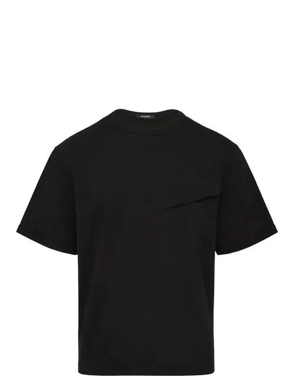We11Done Logo-patch Pin-tucked T-shirt - Black