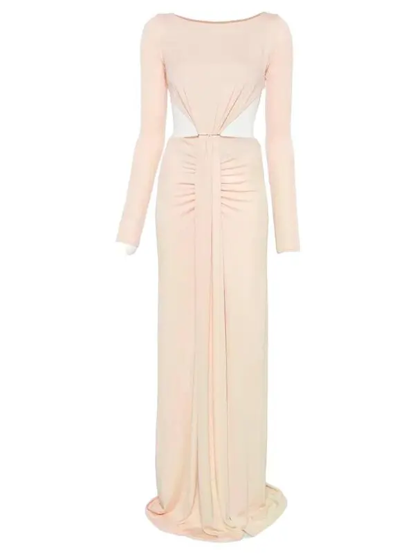 Elisabetta Franchi Cut-out Ruched Maxi Dress - Neutrals