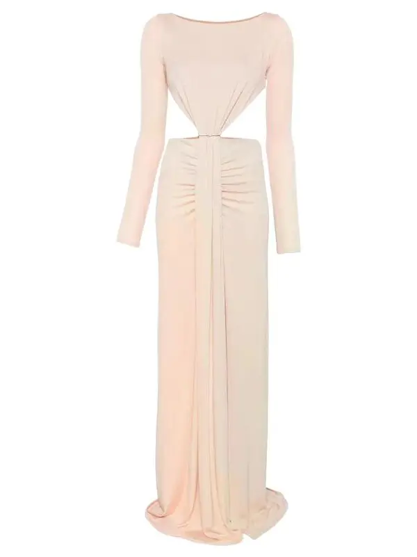 Elisabetta Franchi Cut-out Ruched Maxi Dress - Neutrals