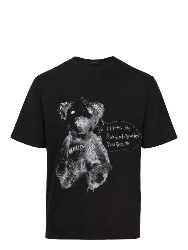 We11Done Pierced Teddy Graphic-print T-shirt - Black