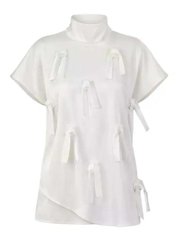 ISABELLE BLANCHE Bow-embellished Satin Blouse - White