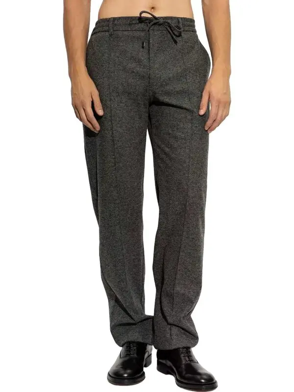 Etro Drawstring-waist Pressed-crease Trousers - Grey