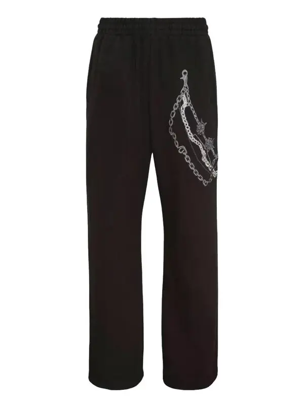 We11Done Trompe-l'oeil Chain-print Track Pants - Black